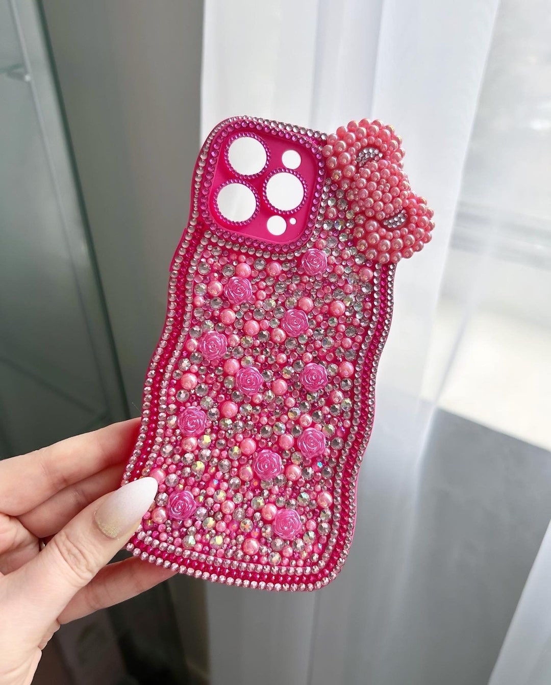 Pink Bling Bow Coquette Rhinestone iPhone Case for 13 Pro Max - Etsy