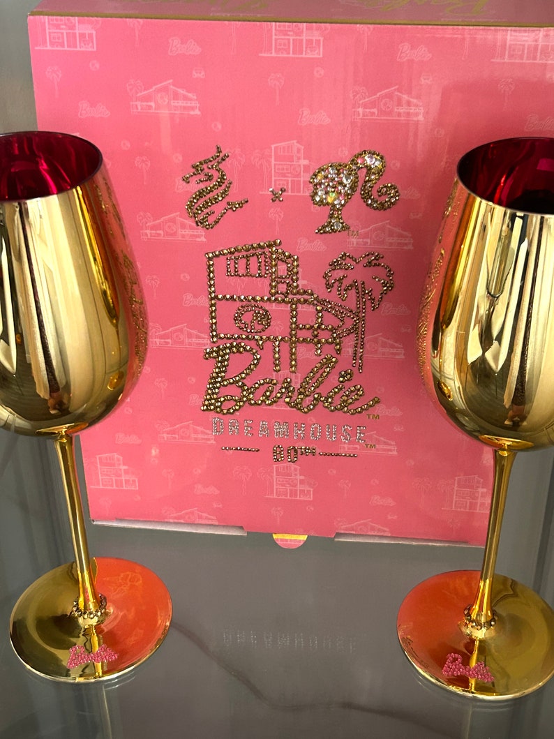Bedazzled Barbie X Dragon Glassware Wine Glasses Dreamhouse - Etsy