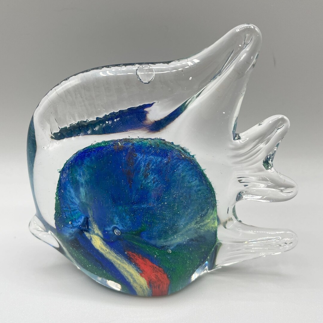 Vintage Paperweight Tropical Fish Office Paperweight Glass Decor Angel ...