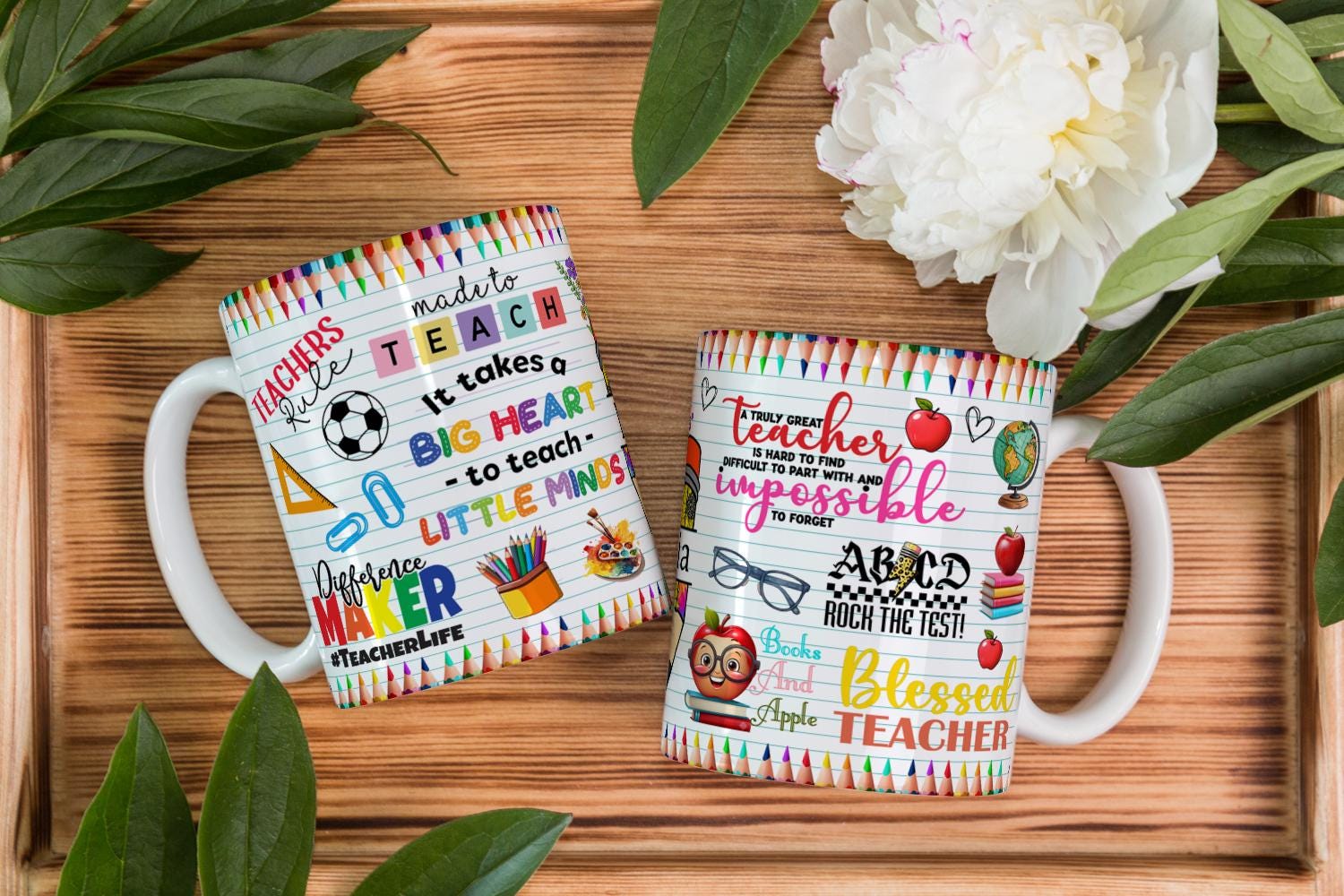 Teacher Mug, Wrap Around Mug Template 11oz, Sublimation, High-quality ...