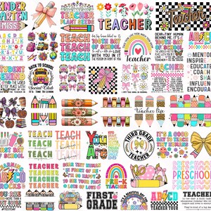 Retro Teacher PNG Bundle, Teacher Appreciation Png, Teacher Sublimation ...