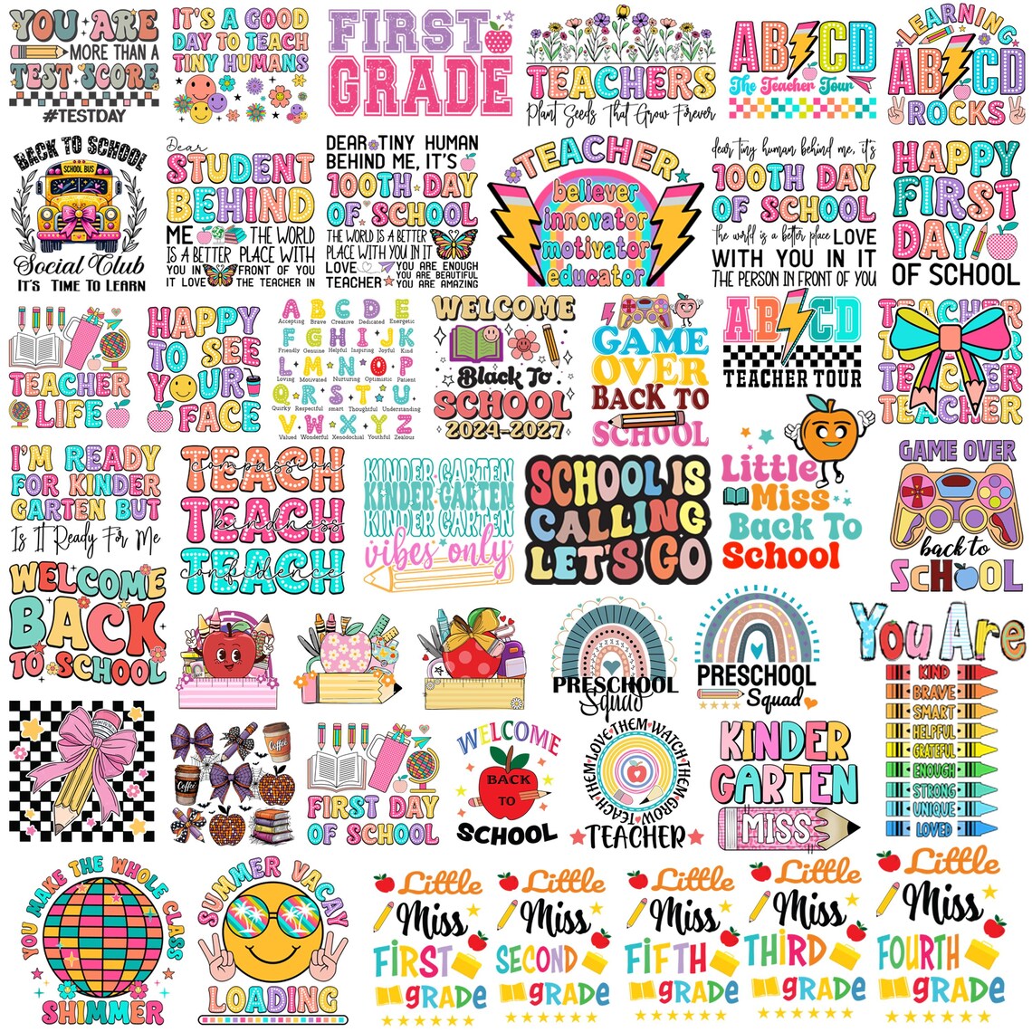 Retro Teacher PNG Bundle, Teacher Appreciation Png, Teacher Sublimation ...