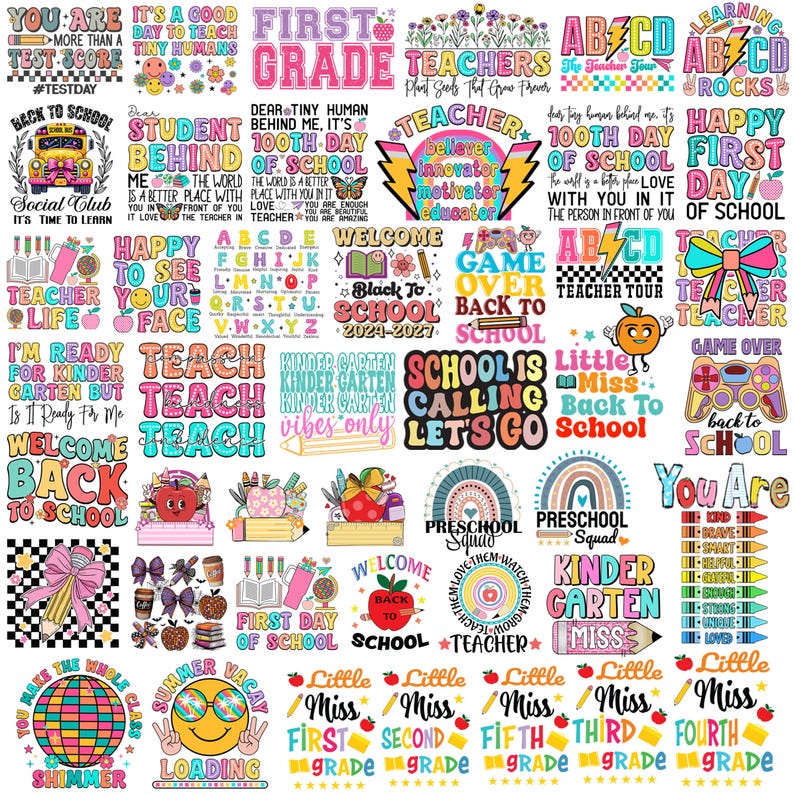 Retro Teacher PNG Bundle, Teacher Appreciation Png, Teacher Sublimation ...