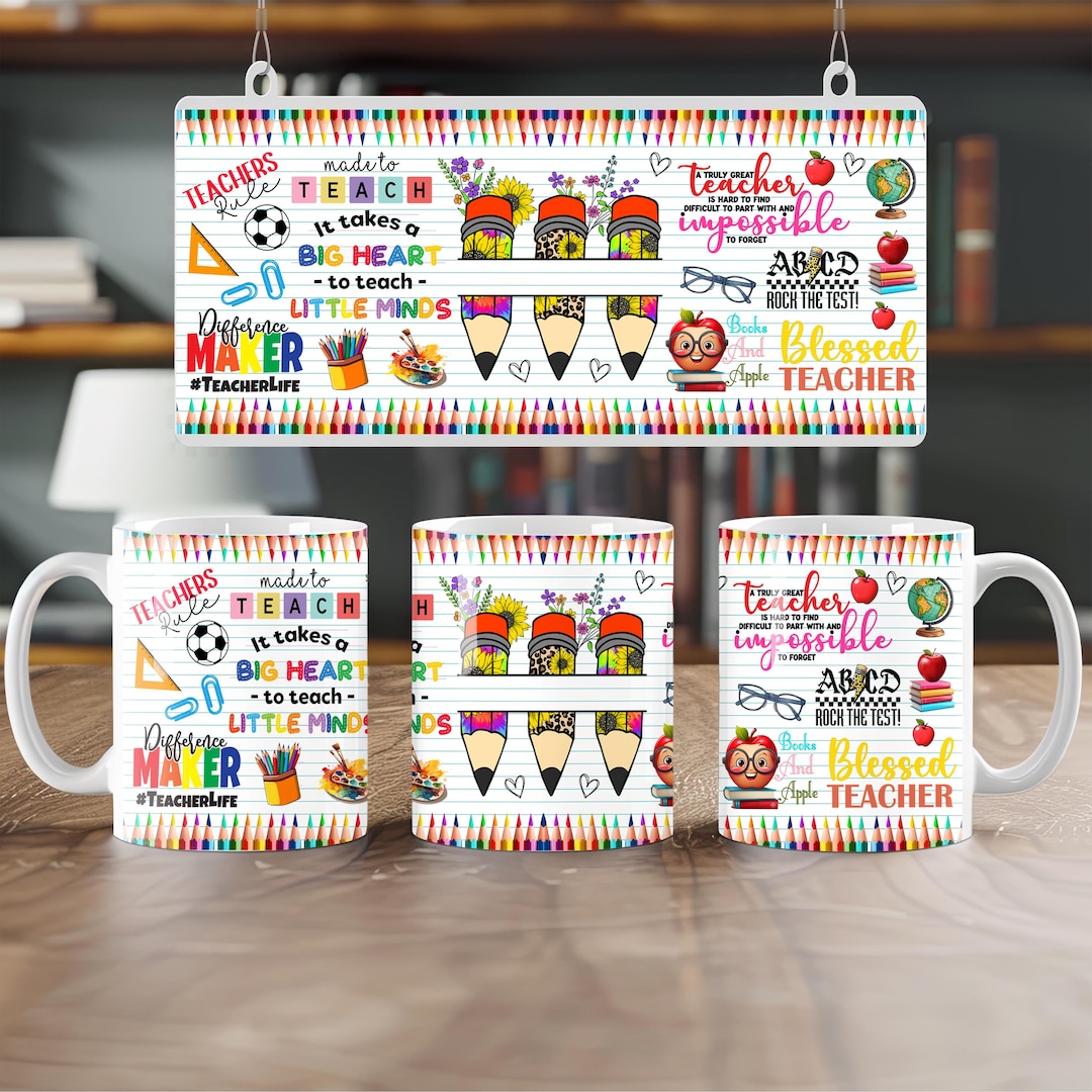 Teacher Mug, Wrap Around Mug Template 11oz, Sublimation, High-quality ...