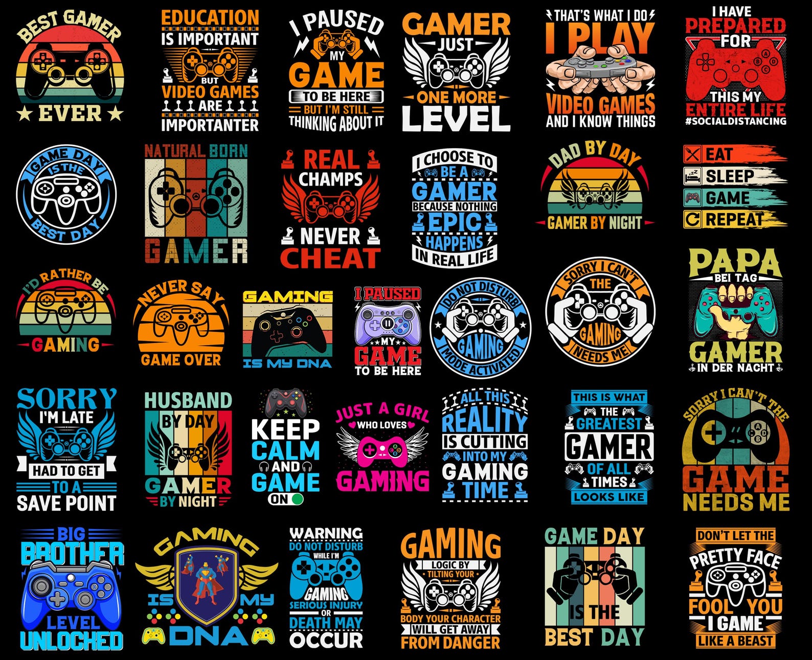Gamer Sublimation Bundle, Gamer Shirt PNG, Video Games SVG, Game ...