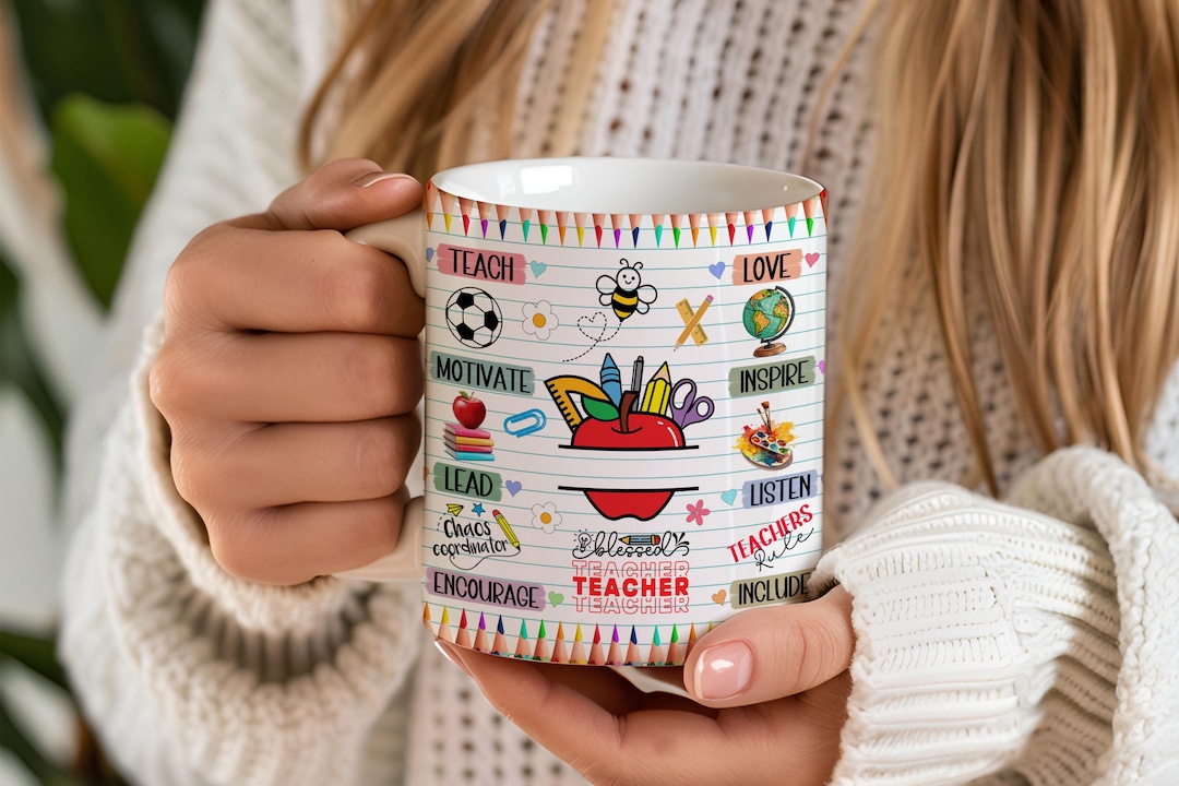 Teacher Mug, Wrap Around Mug Template 11oz, Sublimation, High-quality ...