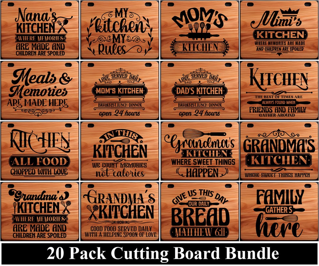 Kitchen Tray Svg Bundle 20 Designs, Cutting Board Svg, Plate Svg, Tray ...