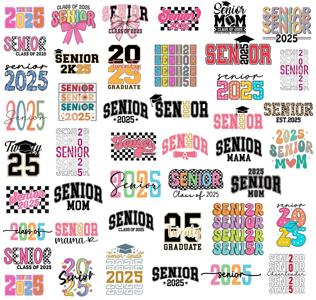 Senior 2025 PNG Bundle, Retro Graduation PNG, Sublimation Design ...
