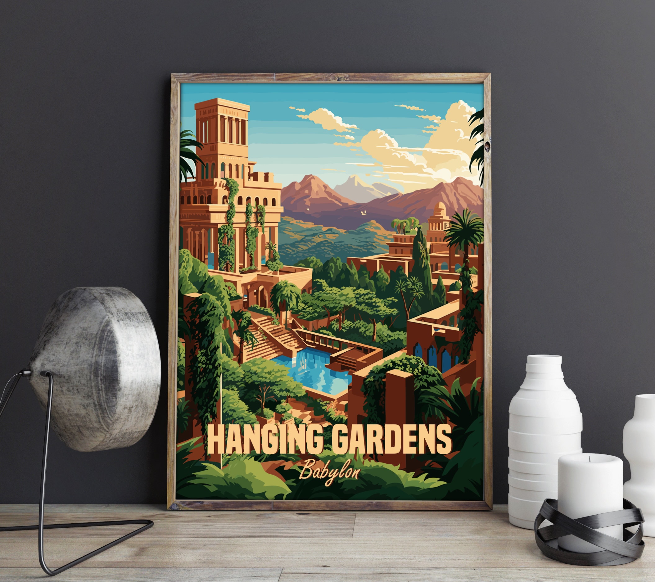 Hanging Gardens of Babylon Poster Babylon Wall Art Fine Art Print ...