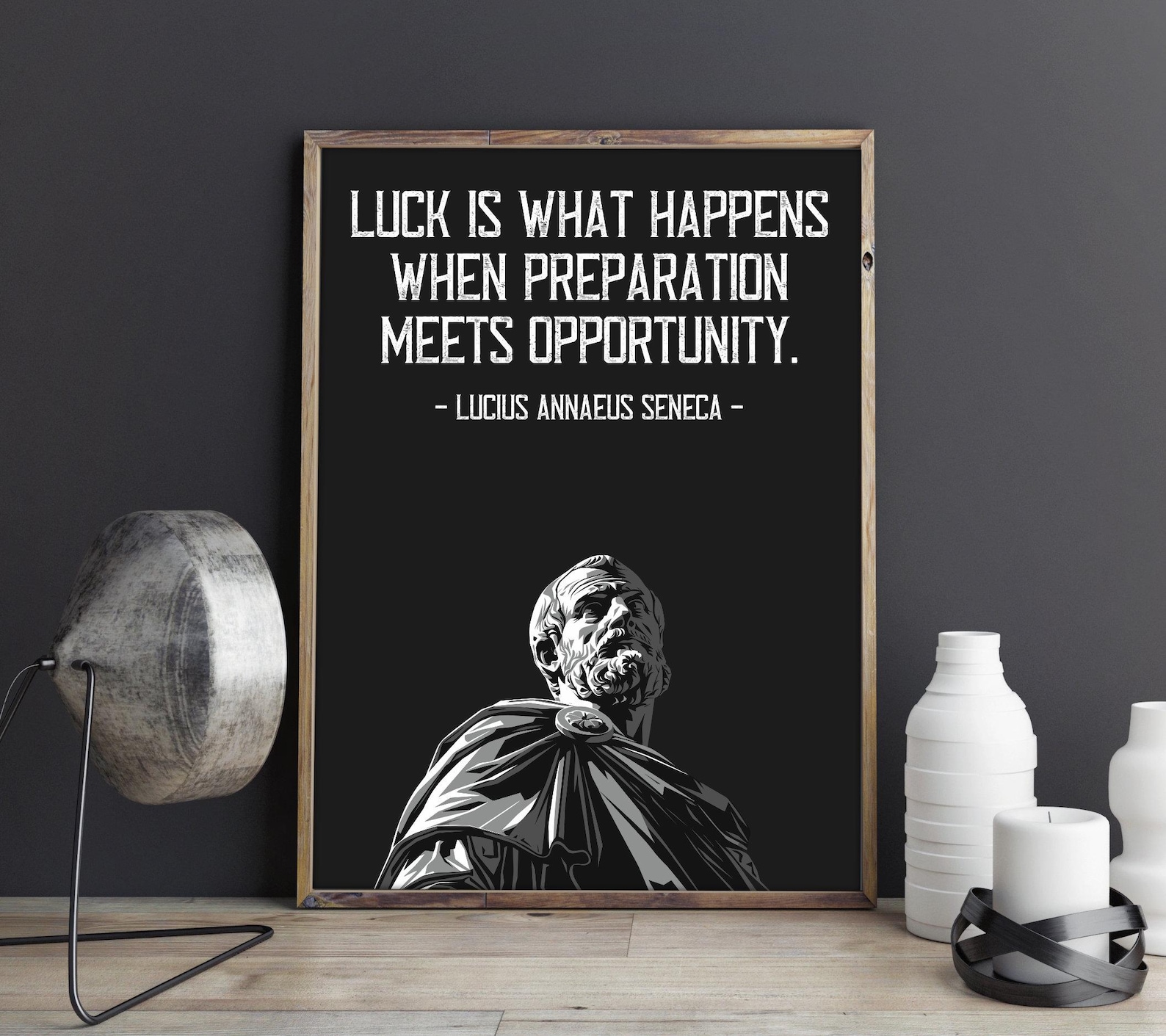 Seneca Stoic Philosophy Quote Poster, Luck is What Happens When ...