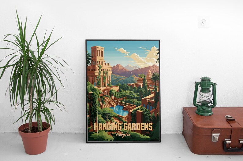 Hanging Gardens of Babylon Poster Babylon Wall Art Fine Art Print ...