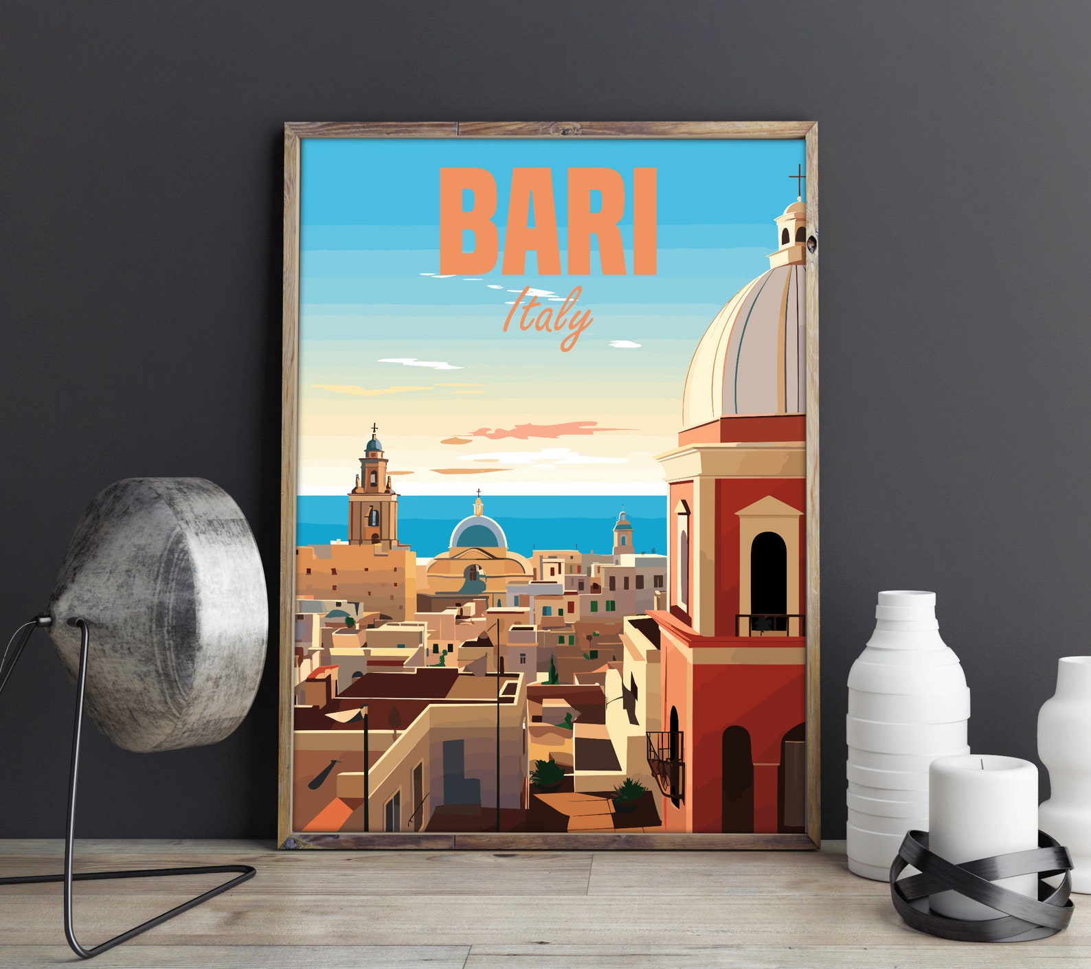 Bari Poster, Italy Wall Art, Minimalist Home Decor, Travel Fine Art ...