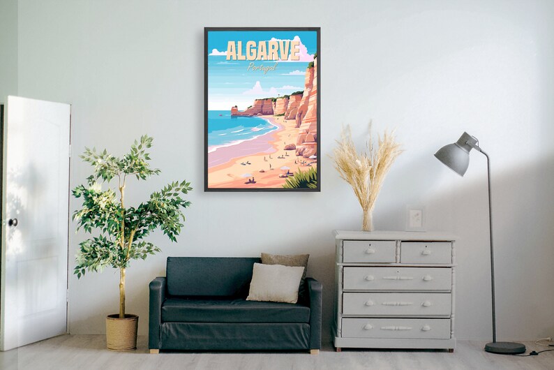 Algarve Poster, Portugal Wall Art, Coastal Fine Art Print, Minimalist ...