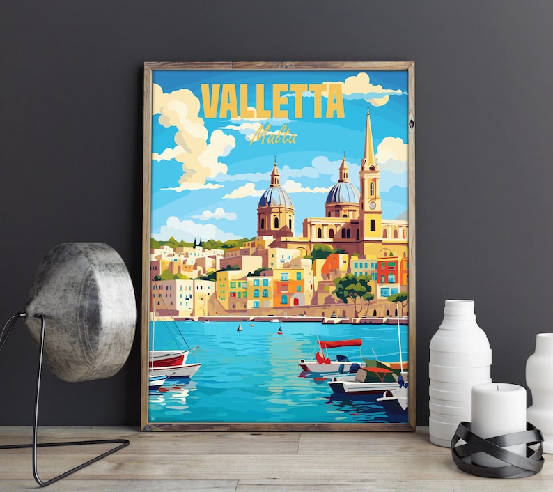 Valetta Poster Malta Fine Art Print Wall Art Minimalist Home Decor - Etsy