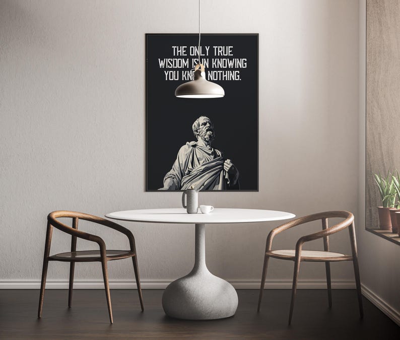 Socrates Greek Philosophy Quote Poster, the Only True Wisdom is in ...