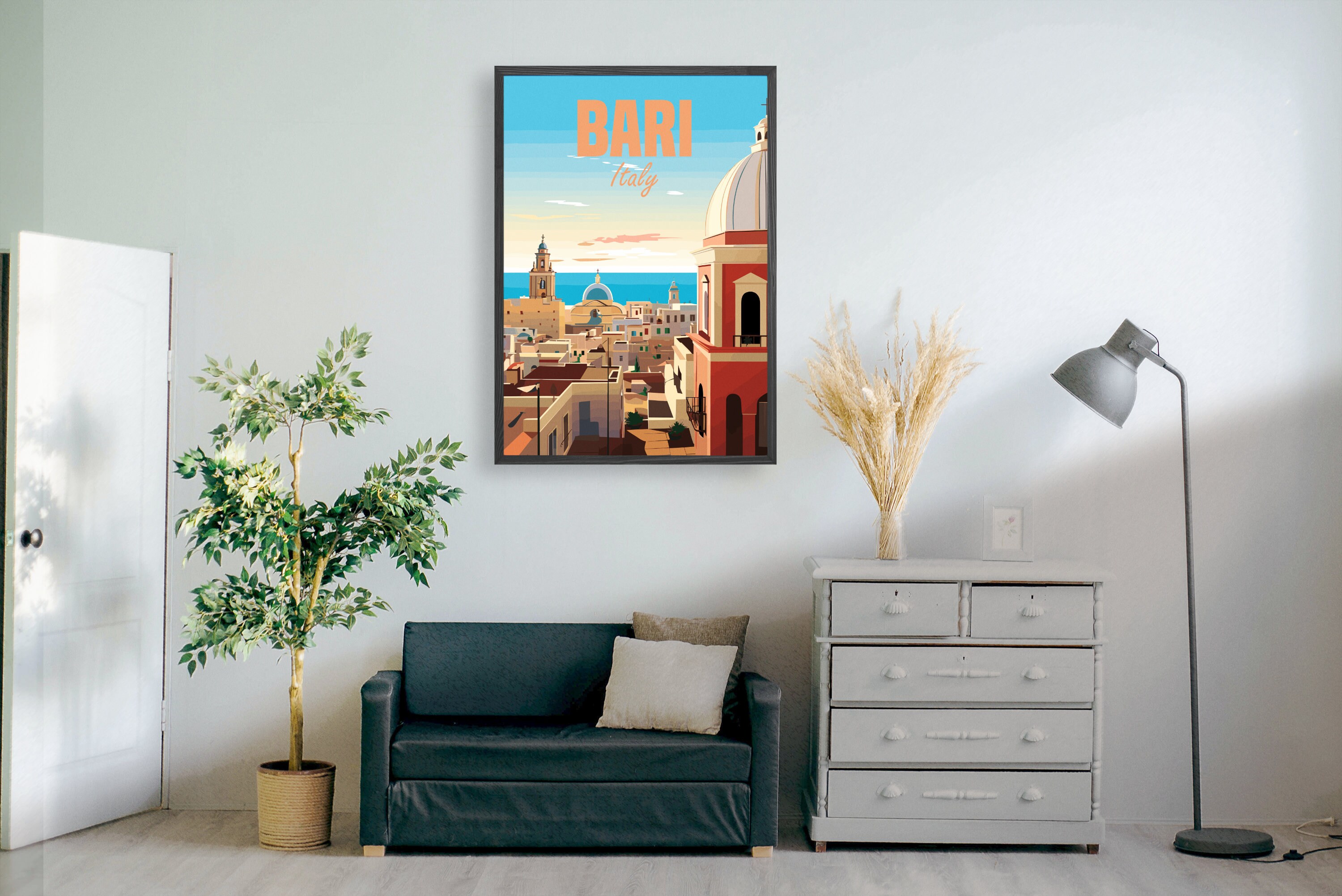 Bari Poster, Italy Wall Art, Minimalist Home Decor, Travel Fine Art ...
