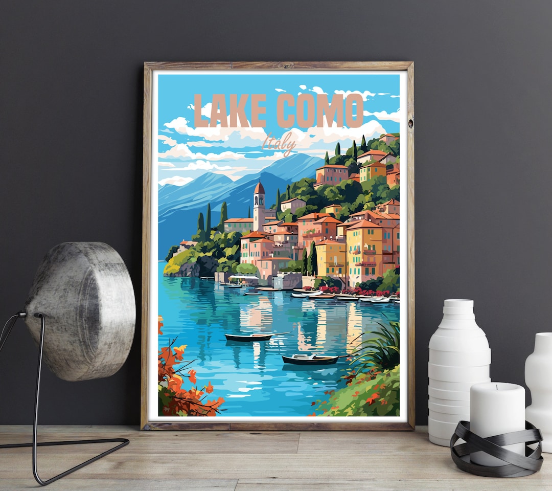 Lake Como Poster Northern Italy Wall Art Fine Art Print Travel Home ...