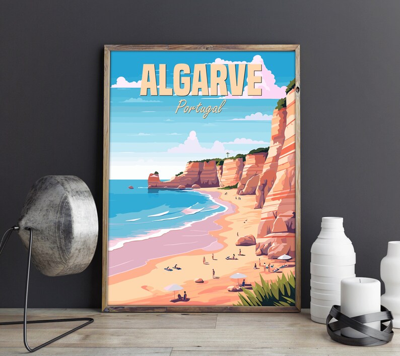Algarve Poster, Portugal Wall Art, Coastal Fine Art Print, Minimalist ...
