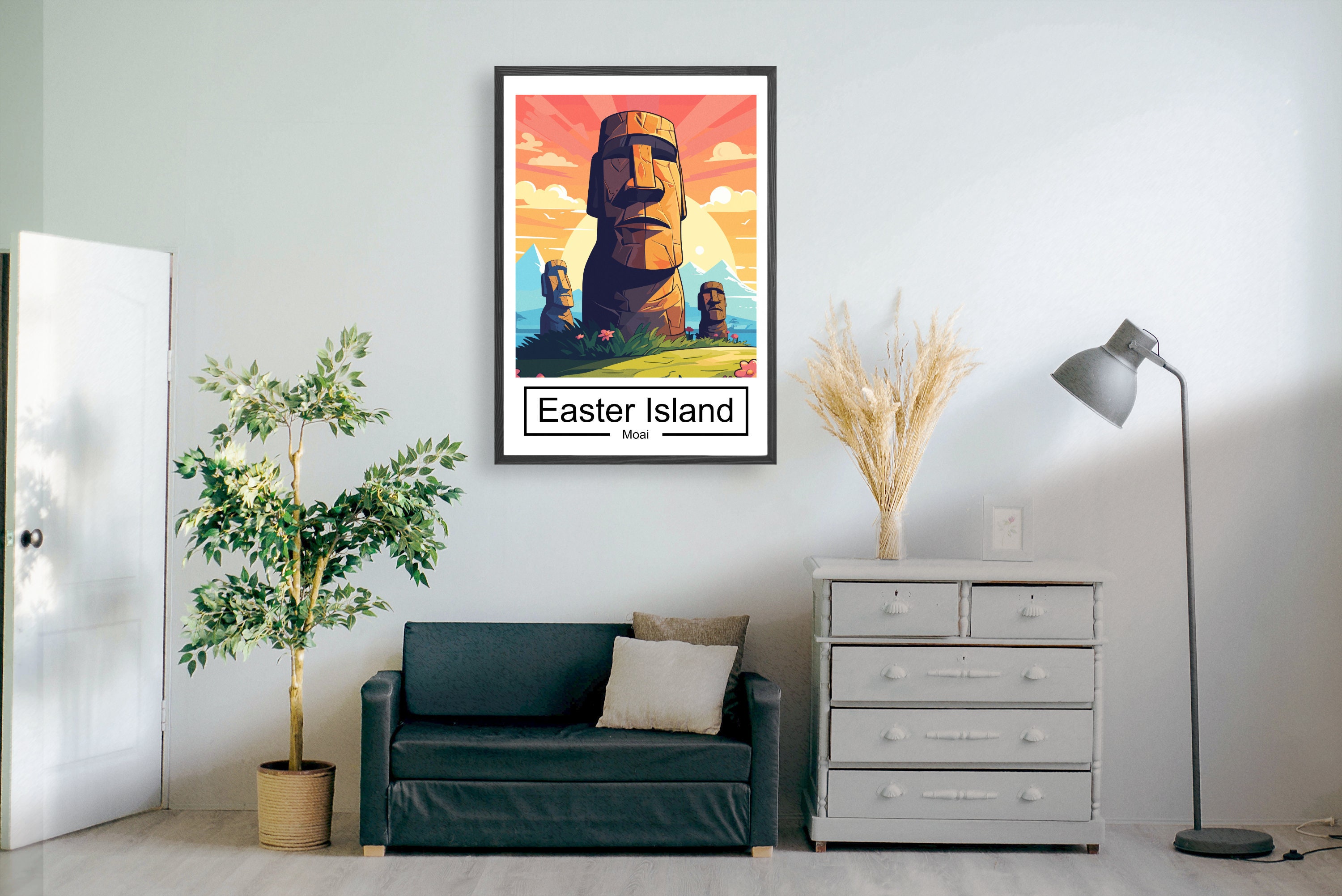 Easter Island Poster Rapa Nui Moai Wall Art Travel Fine Art - Etsy