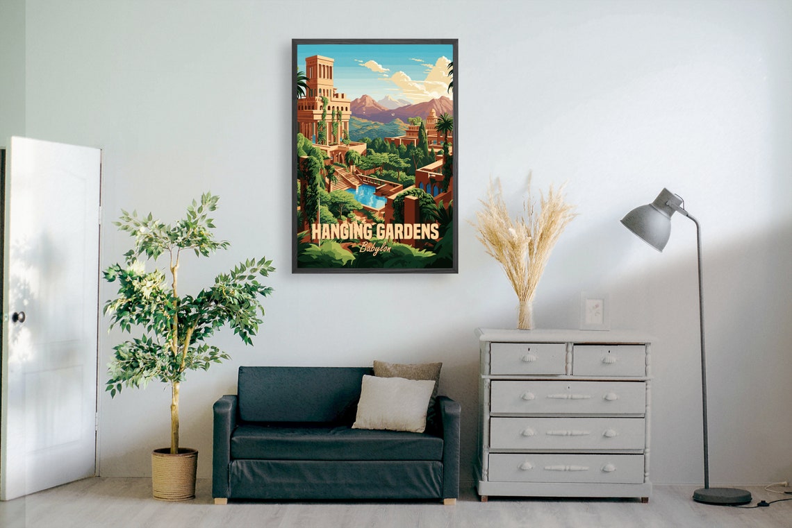 Hanging Gardens of Babylon Poster Babylon Wall Art Fine Art Print ...