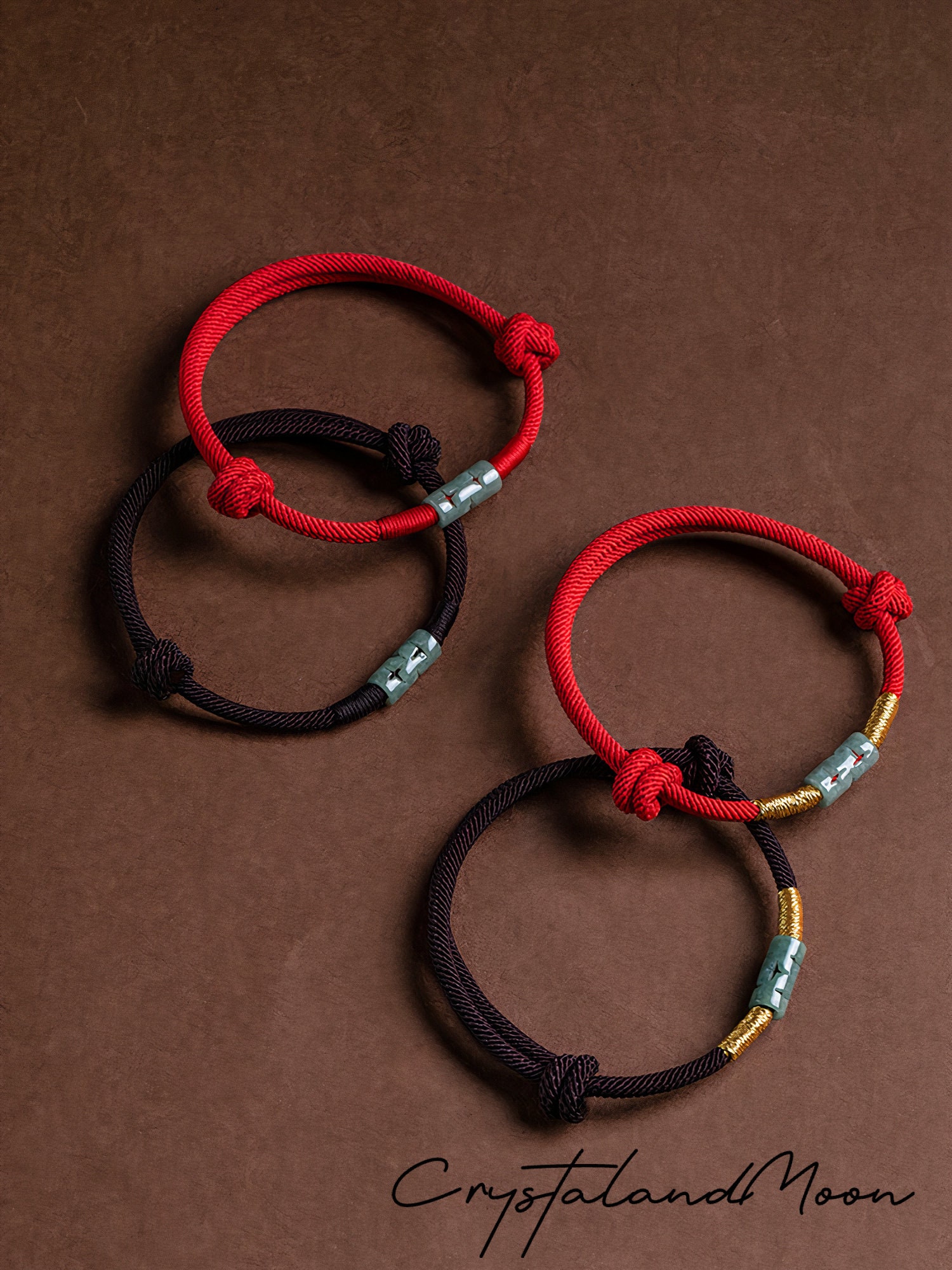 Lucky Red String Jade Tibetan Buddhist Rope Knot Bracelet / - Etsy