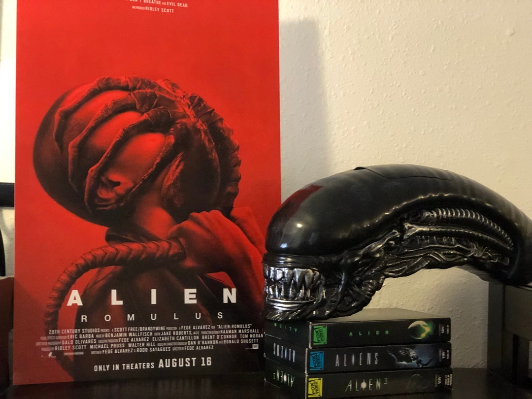 Alien Romulus Xenomorph Popcorn Bucket AND Poster, Rare Cinemark 2024 ...