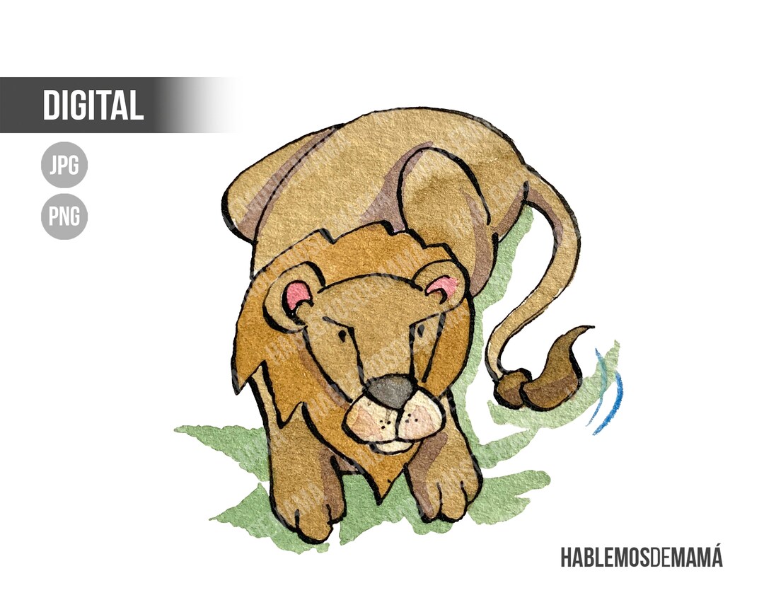A Lion, the King of the Jungle. Printable Children's Watercolor ...