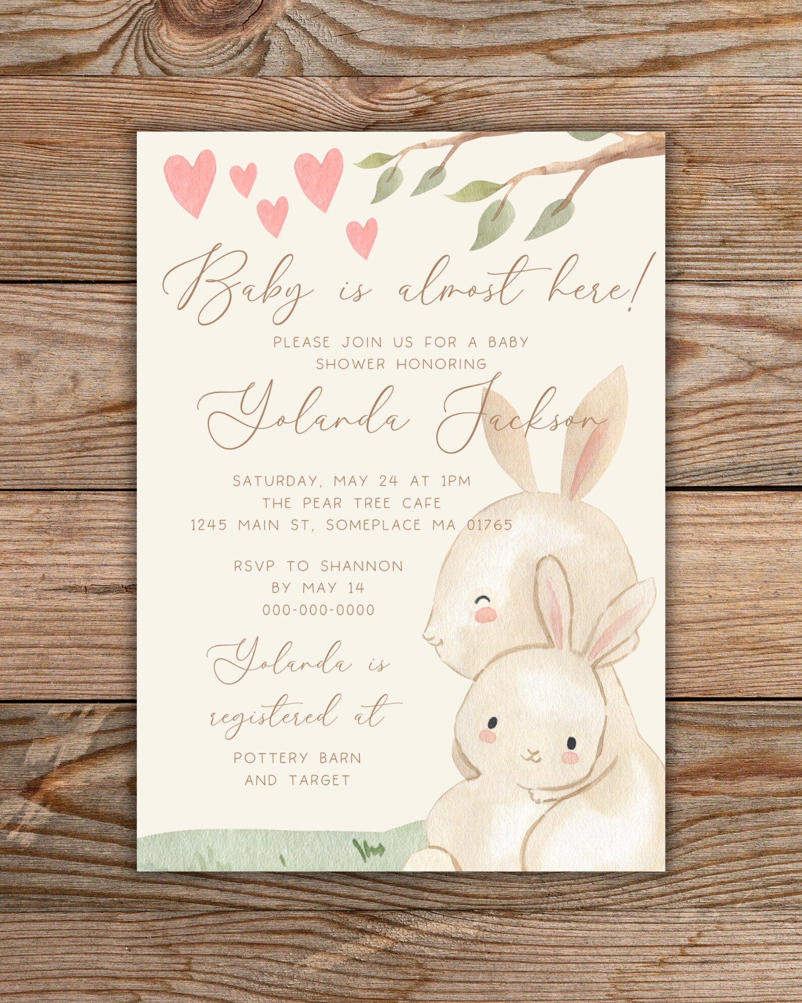 Baby Bunny Baby Shower Invitation Template, Woodland Creatures Baby ...