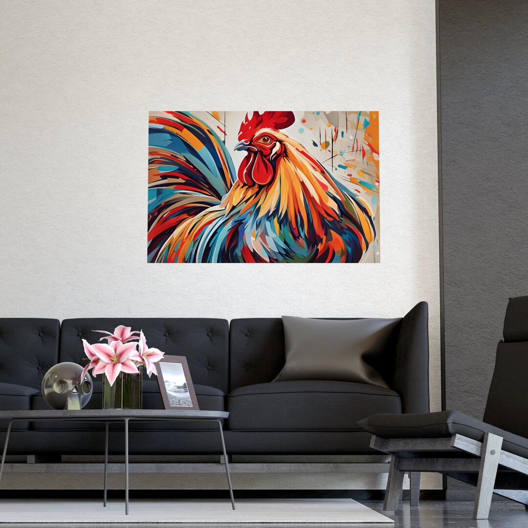 Crowing in Color: Abstract Rooster Poster (horizontal Matte Posters) - Etsy