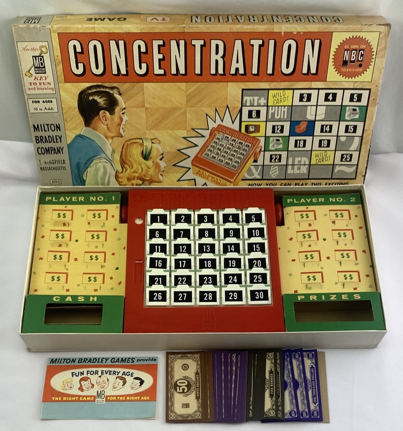 1959 Concentration Board Game 1st Edition Milton Bradley Complete Very ...