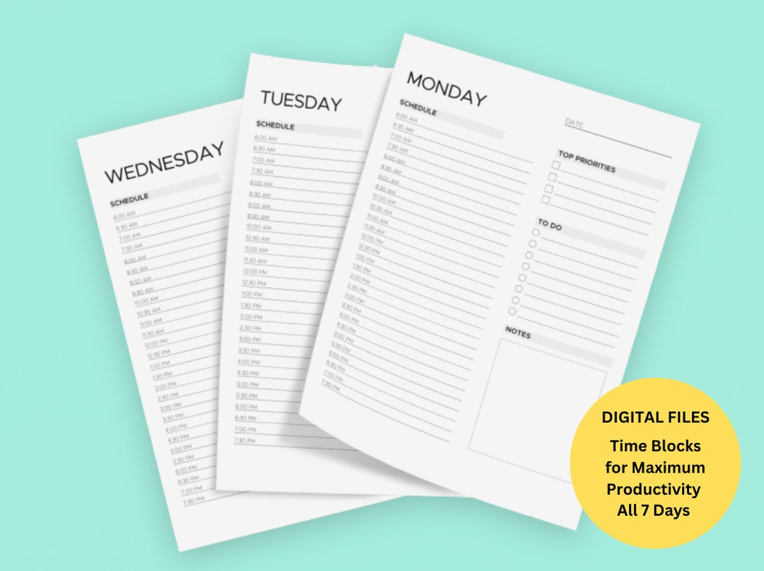 ADHD Planner for Time Blocking - 7 Days, ADHD Digital Planner, ADHD ...