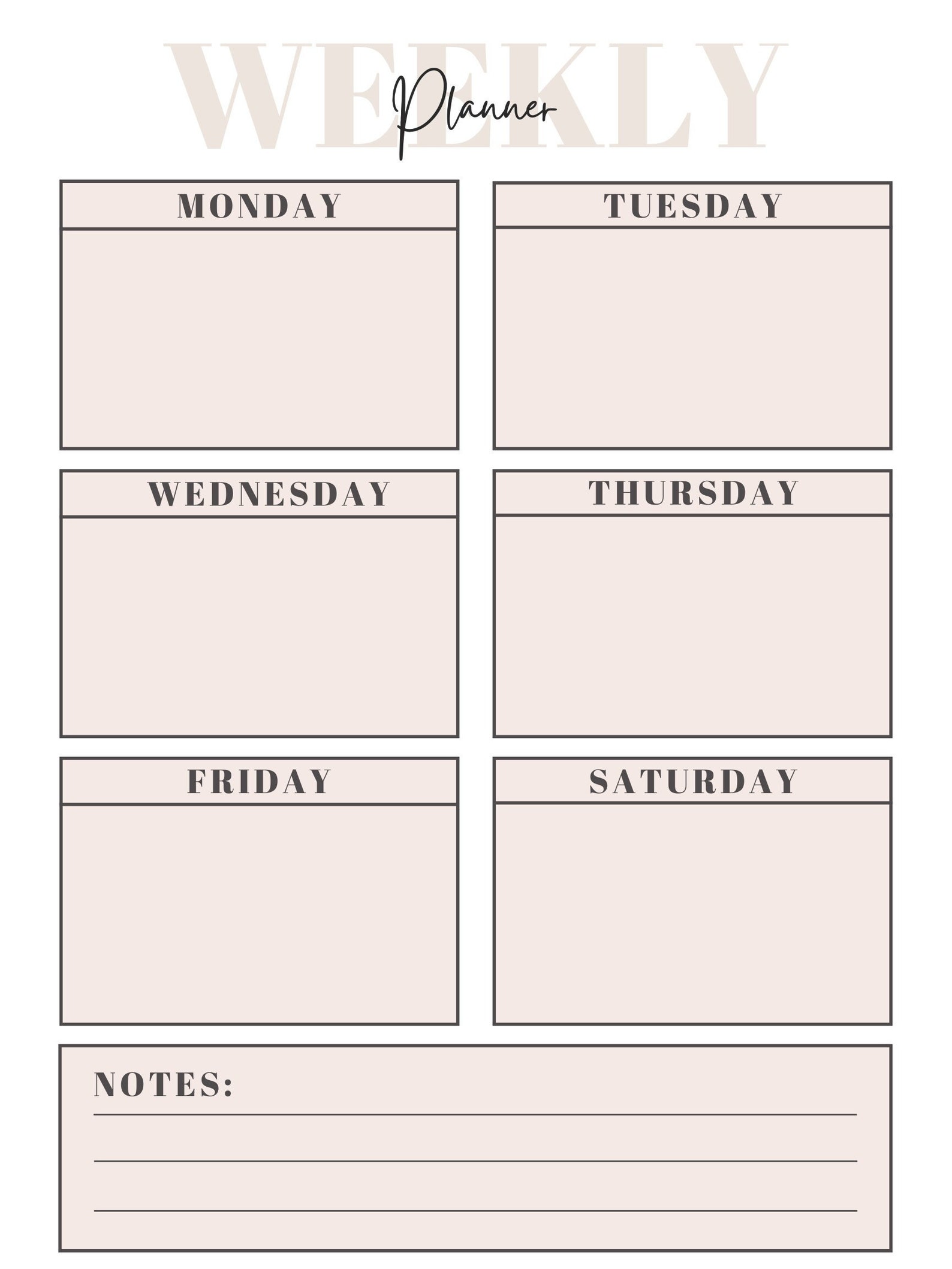 Weekly Planner Days of the Week - Etsy