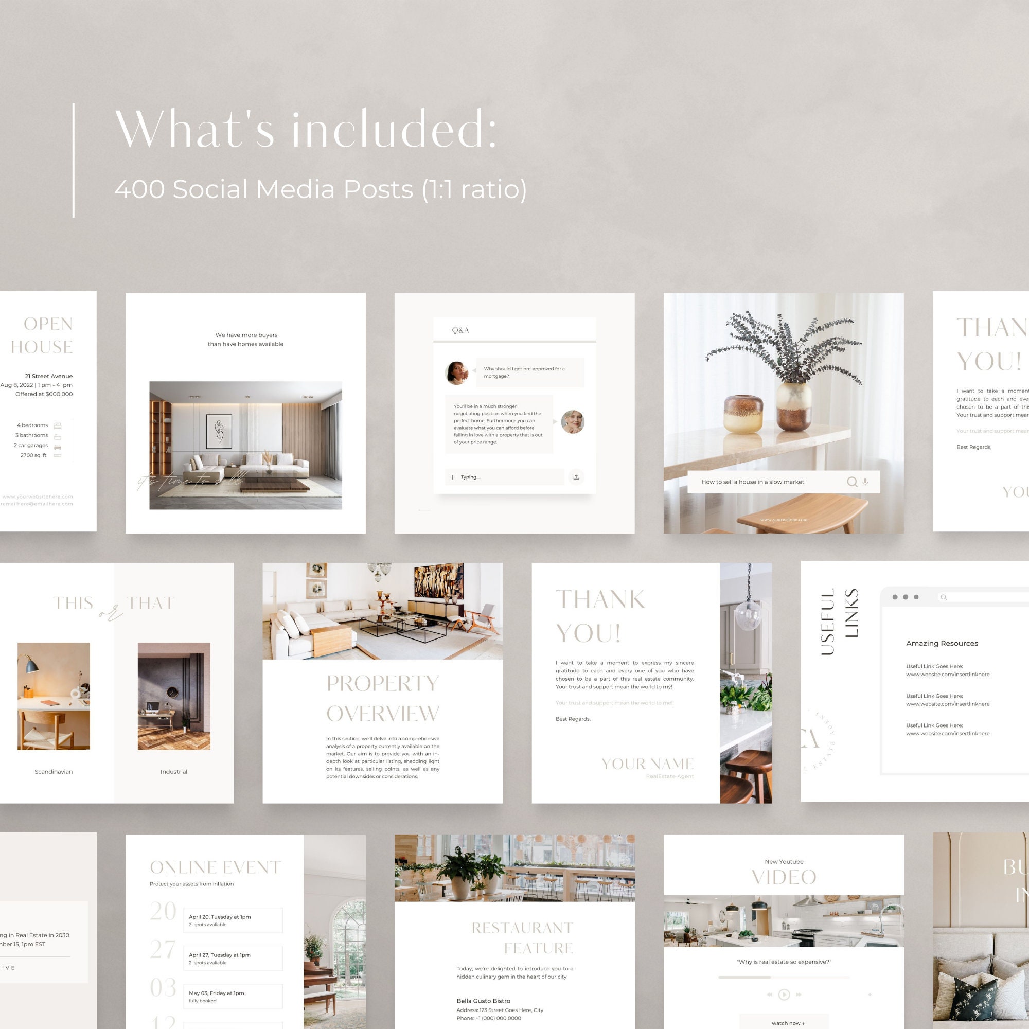 400 Real Estate Post Templates for Social Media Agent Realtor Business ...