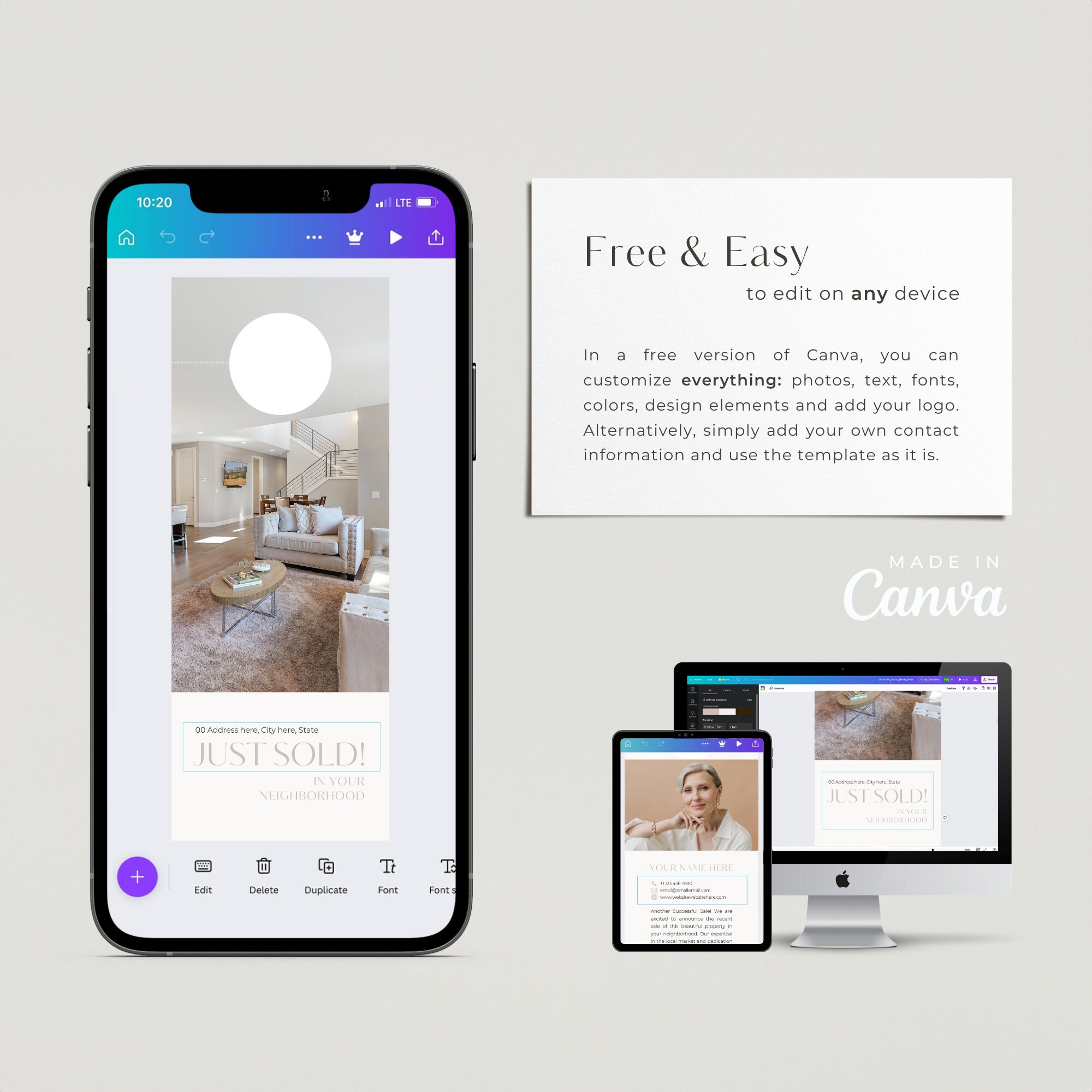 Real Estate Door Hanger Just Sold Double-sided Editable Canva Template ...