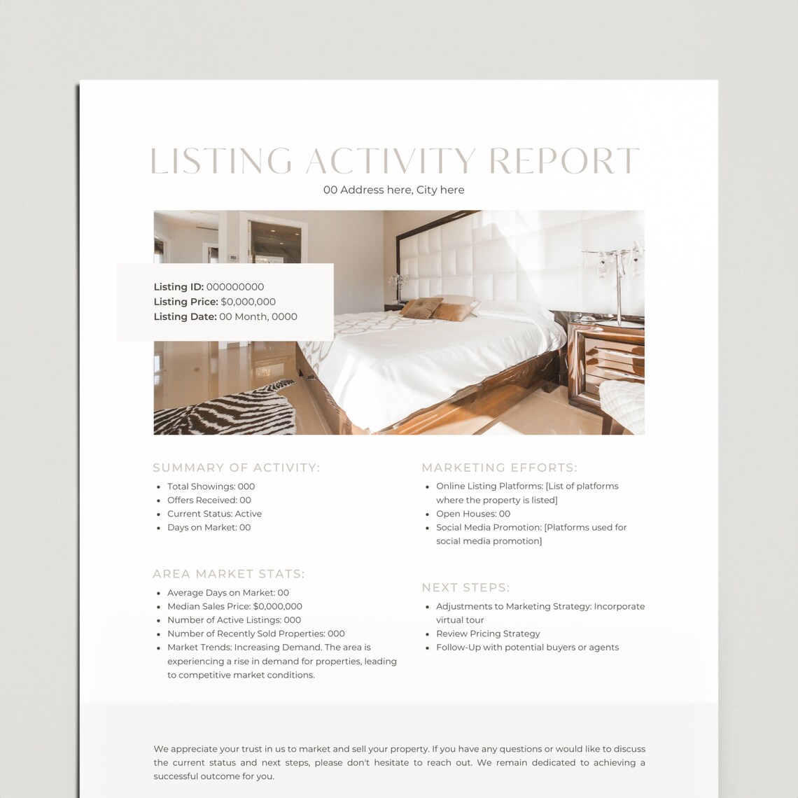 Real Estate Listing Activity Report Template: Realtor Marketing (canva Editable, US Letter) (PDF ...