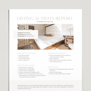 Real Estate Listing Activity Report Template: Realtor Marketing (canva ...