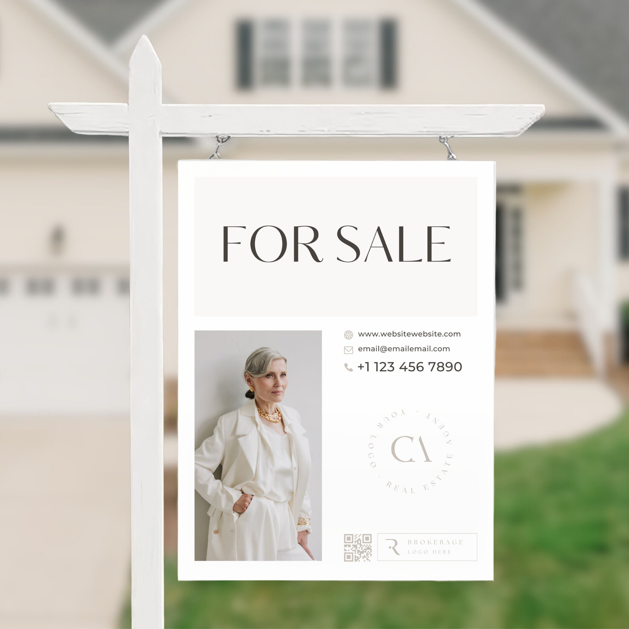 Real Estate Yard Sign for Sale | With Photo and Rider Signs, Canva ...