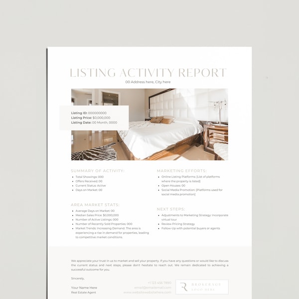 Real Estate Listing Activity Report Template, ID Summary Local Market ...