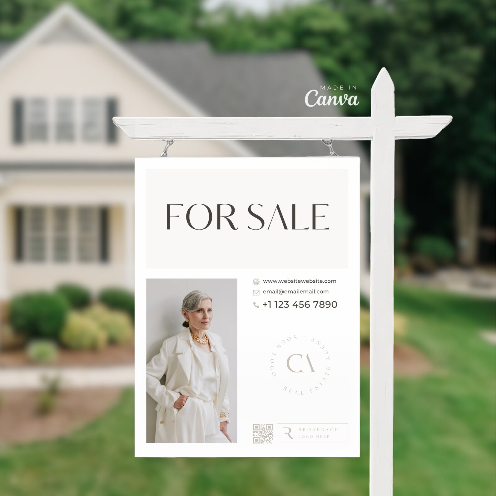 Real Estate Yard Sign for Sale | With Photo and Rider Signs, Canva ...