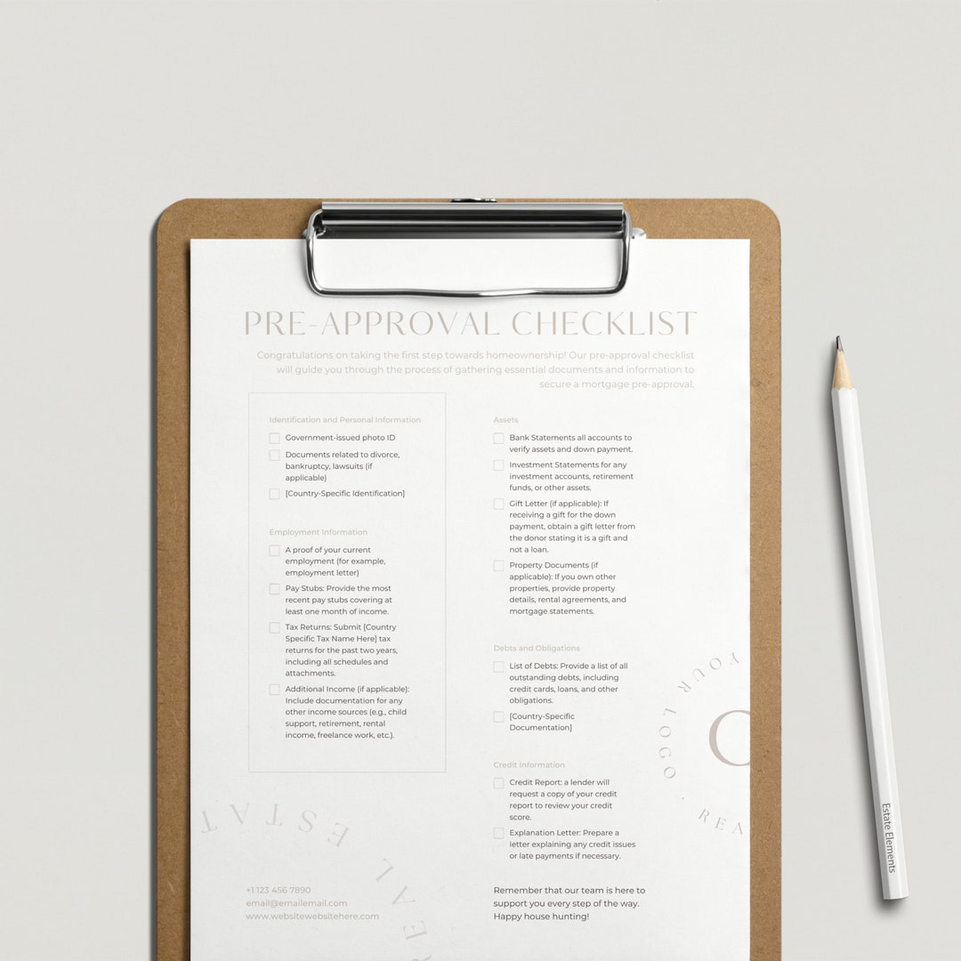 Pre-approval Checklist - Real Estate Template | Realtor Marketing ...
