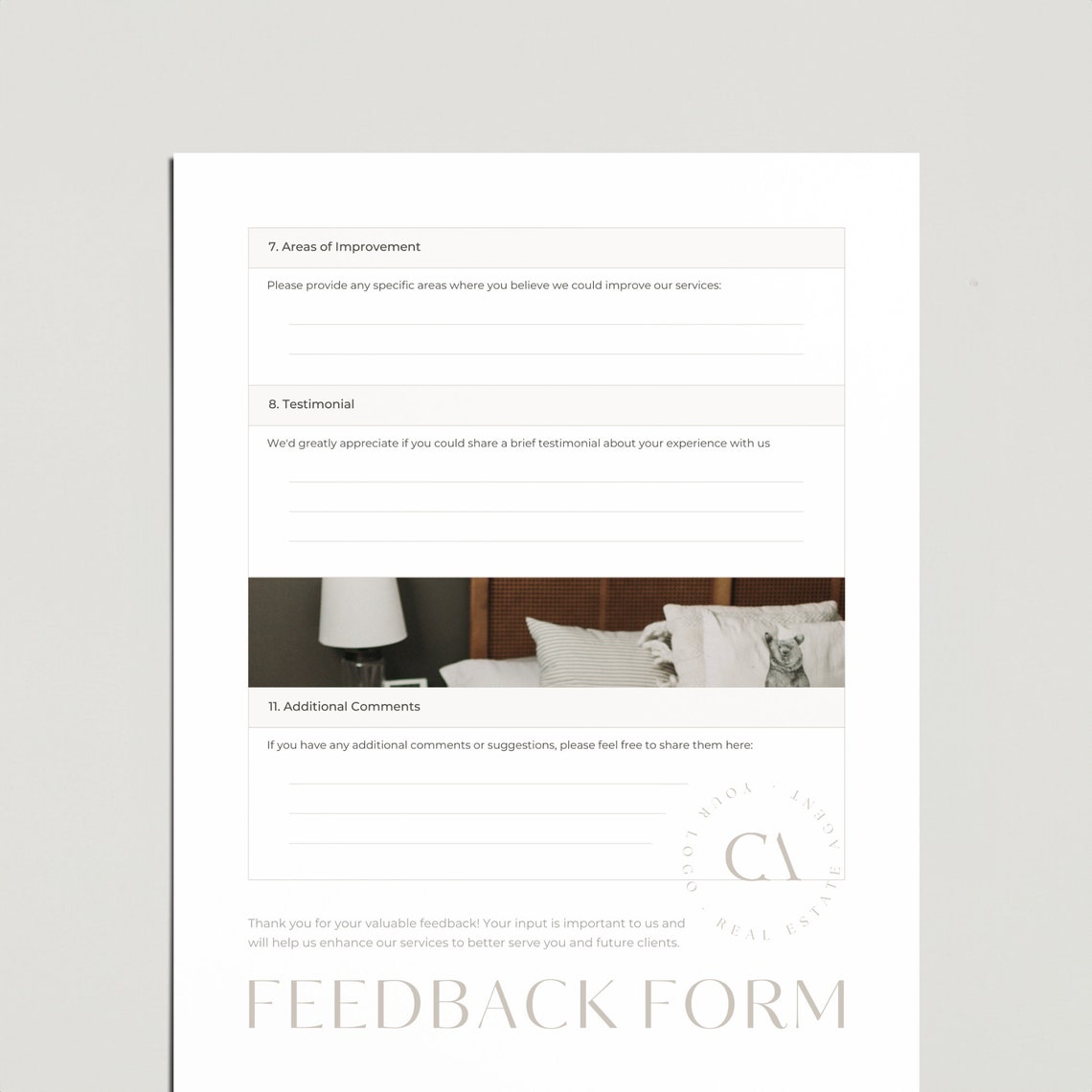 Real Estate Client Feedback Form | Buyer Seller Filling Out Sheet to ...