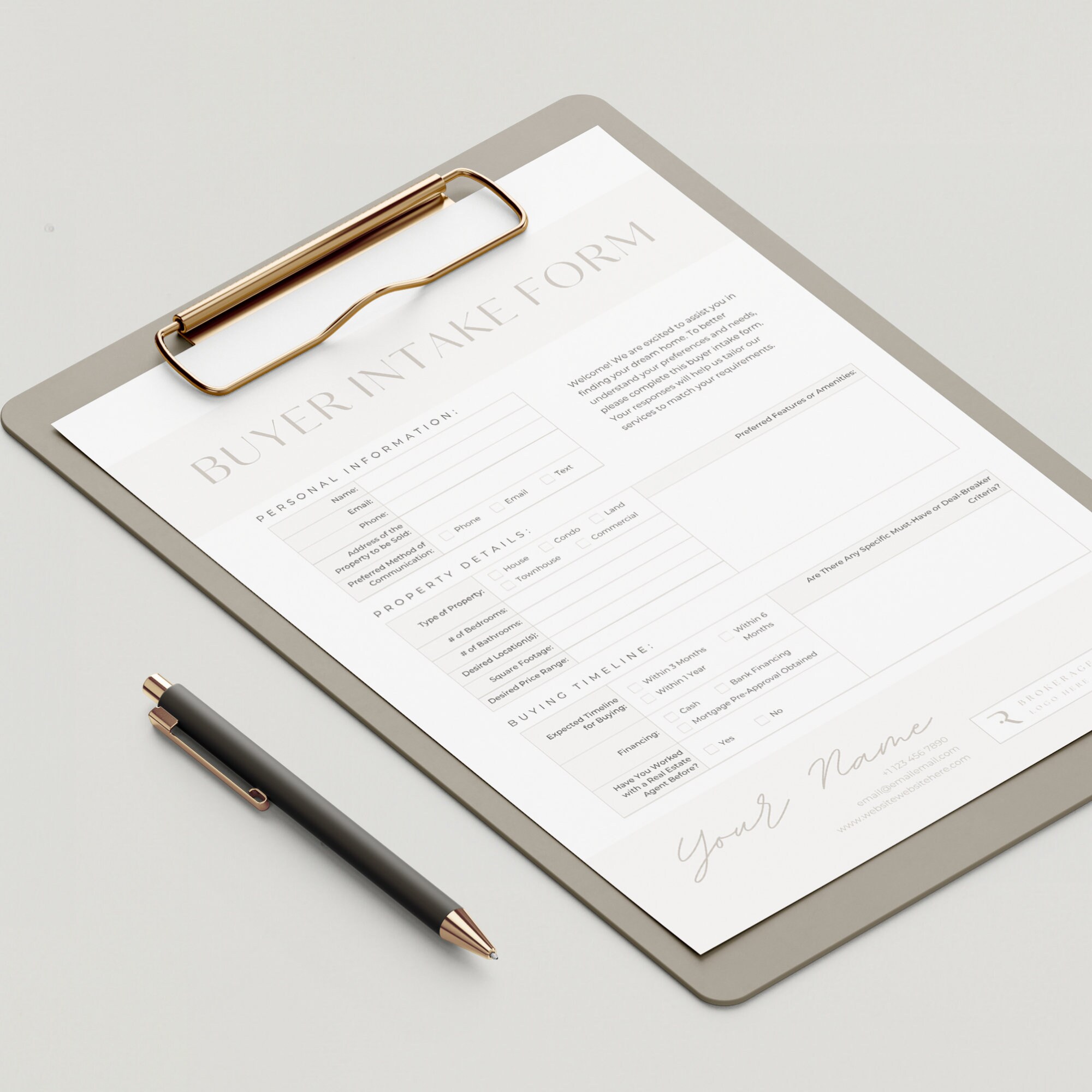 Real Estate Buyer Intake Form | Fill Out Sheet Template, Personal ...