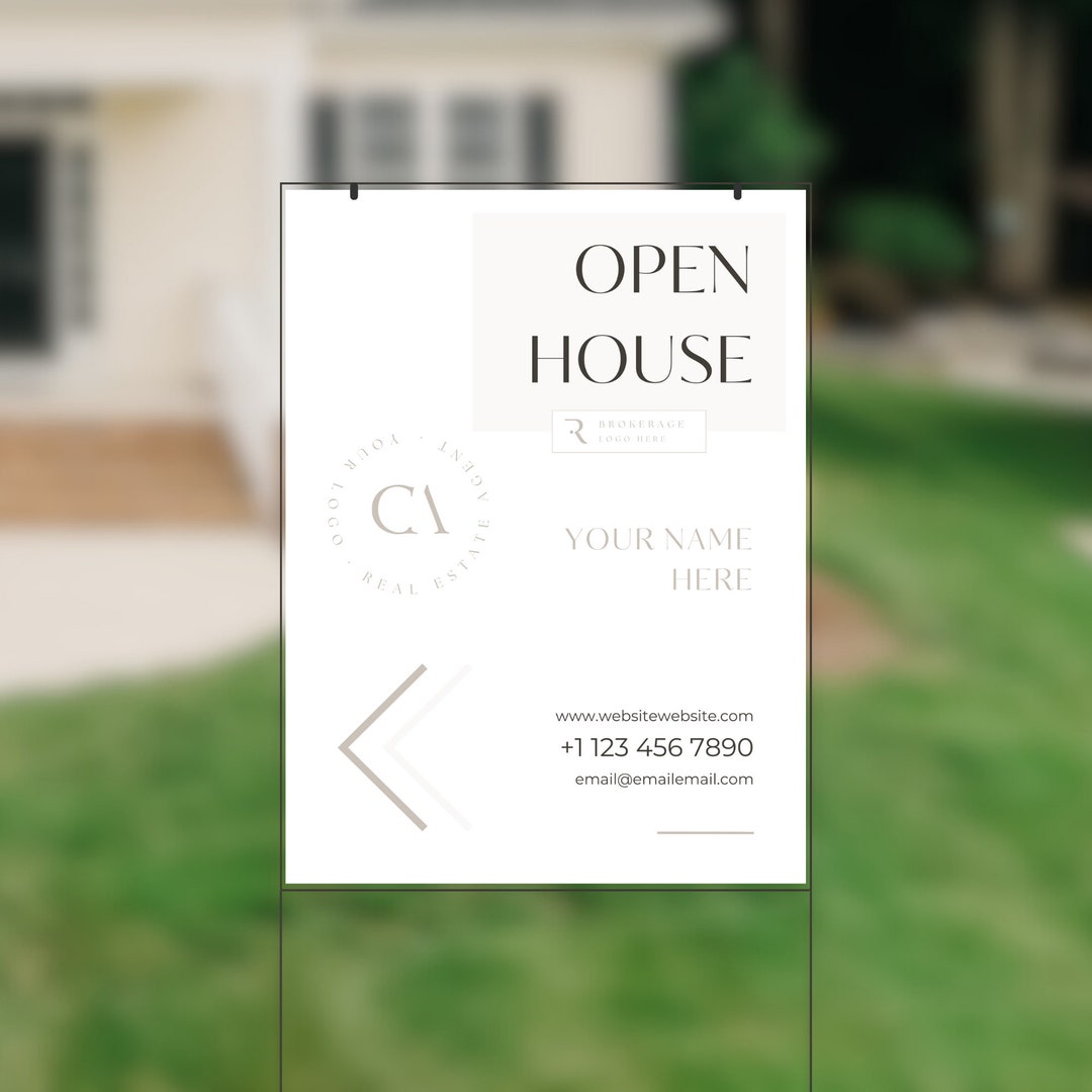 Real Estate Open House Lawn Sign Template: Vertical, Double-sided ...
