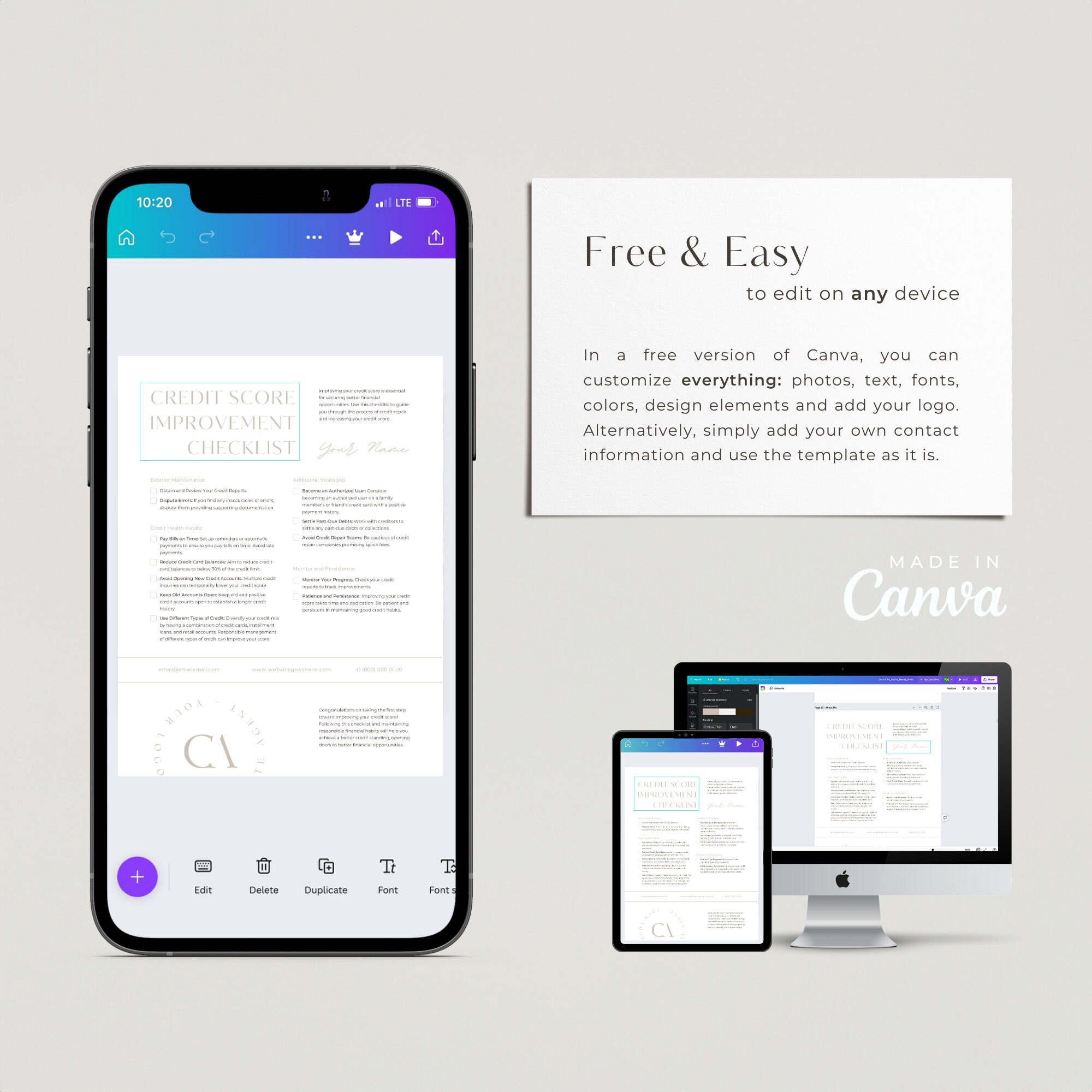 Credit Score Improvement Checklist: Real Estate Agent Template (canva ...