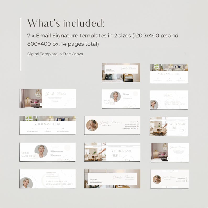 BUNDLE: Real Estate Email Signature Templates, 7 Designs in 2 Sizes ...
