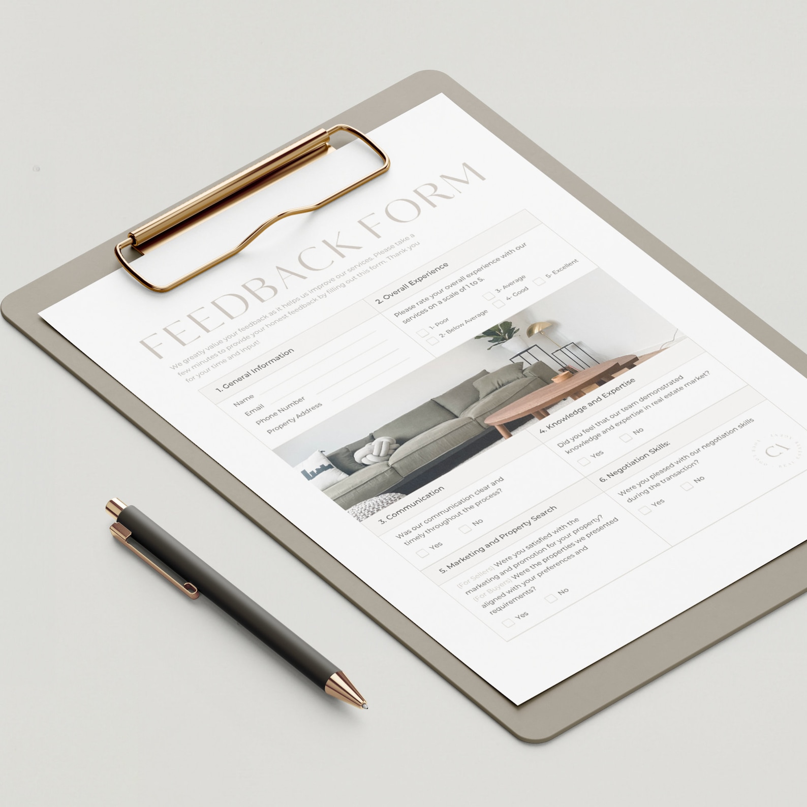 Real Estate Client Feedback Form | Buyer Seller Filling Out Sheet to ...