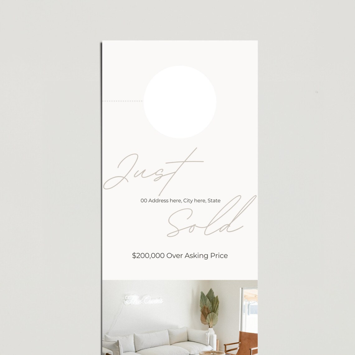 Real Estate Door Hanger Just Sold Over Asking | Double-sided Editable ...