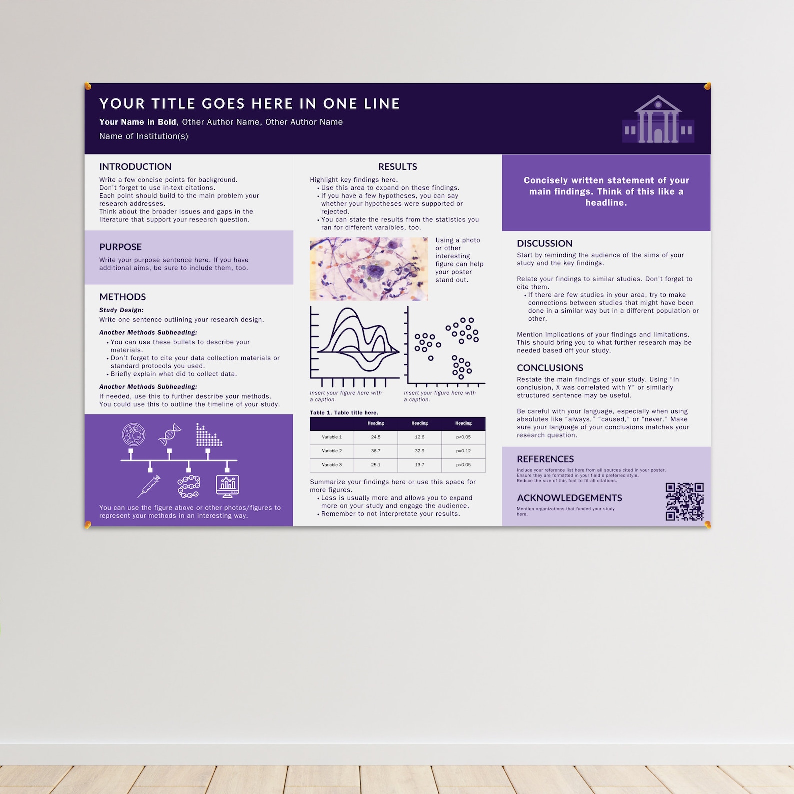 Purple Academic Poster Template A0, Powerpoint Template for Scientific ...