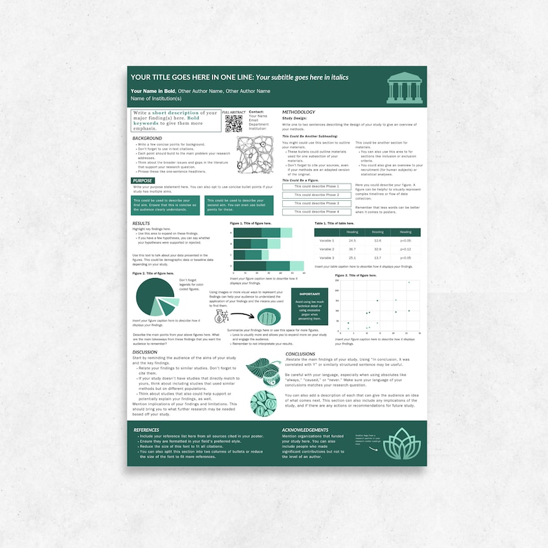 Green Vertical Academic Poster Template A0, Powerpoint Template for ...