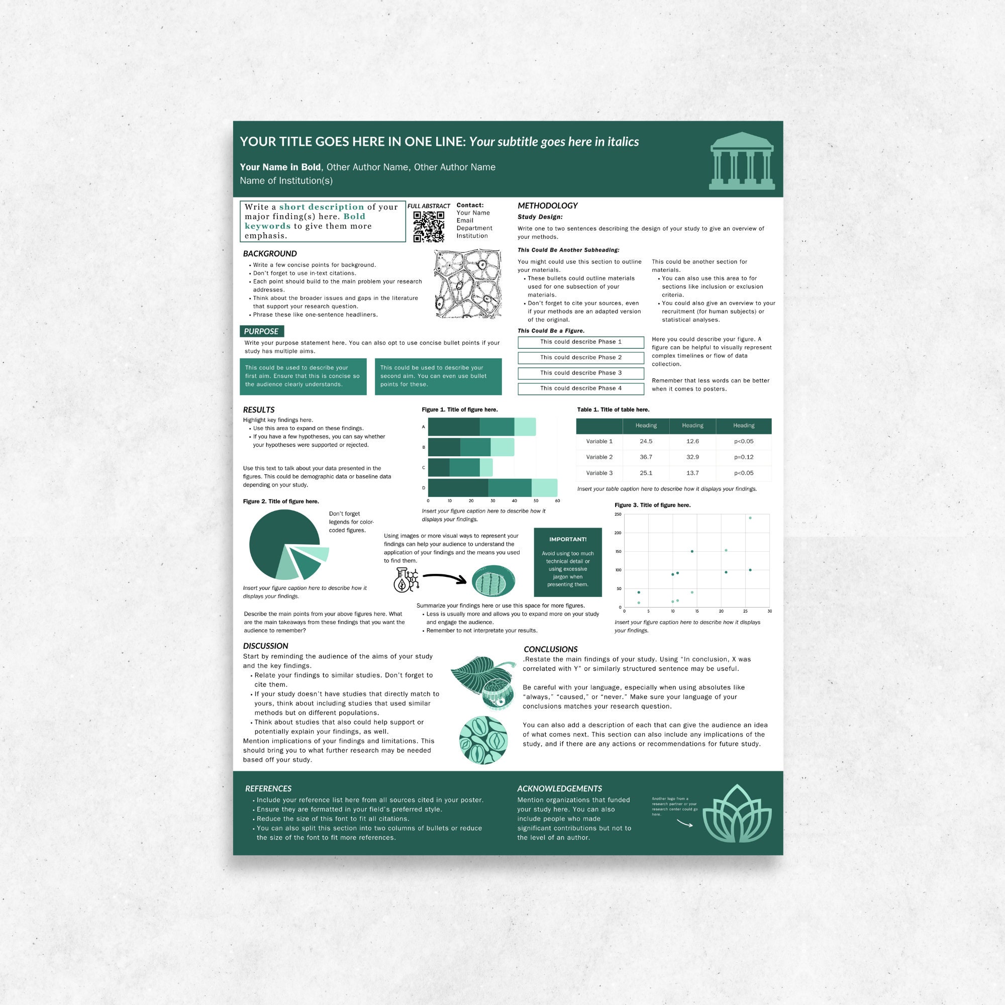 Green Vertical Academic Poster Template, Scientific Conference (PPTX ...